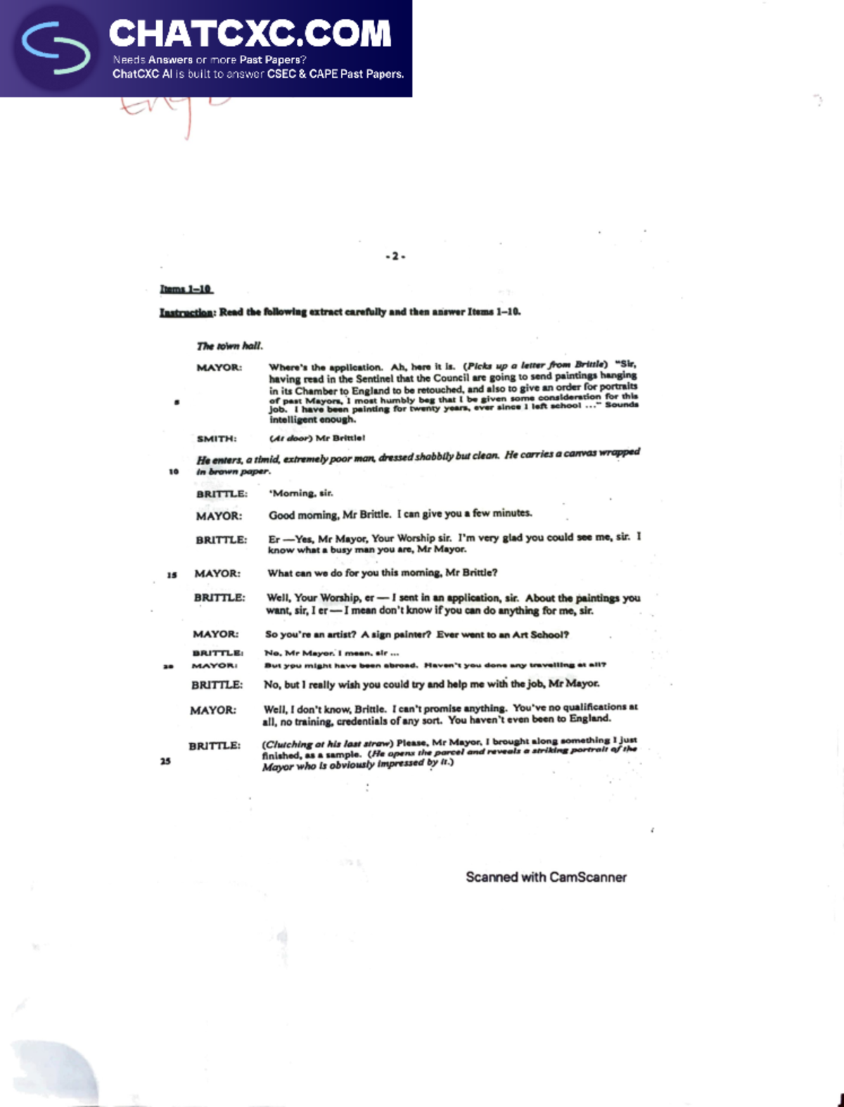 CSEC English B Paper 1 2021: Analysis of Scenes and Themes - Studocu