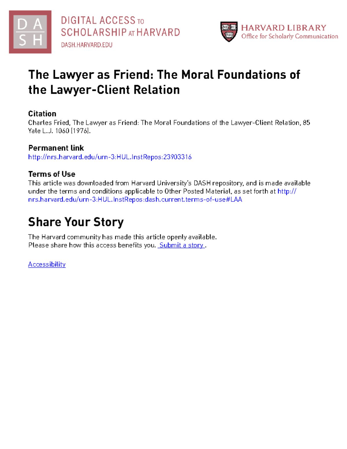 The Lawyer as Friend: Moral Foundations in Legal Ethics (Law 101) - Studocu