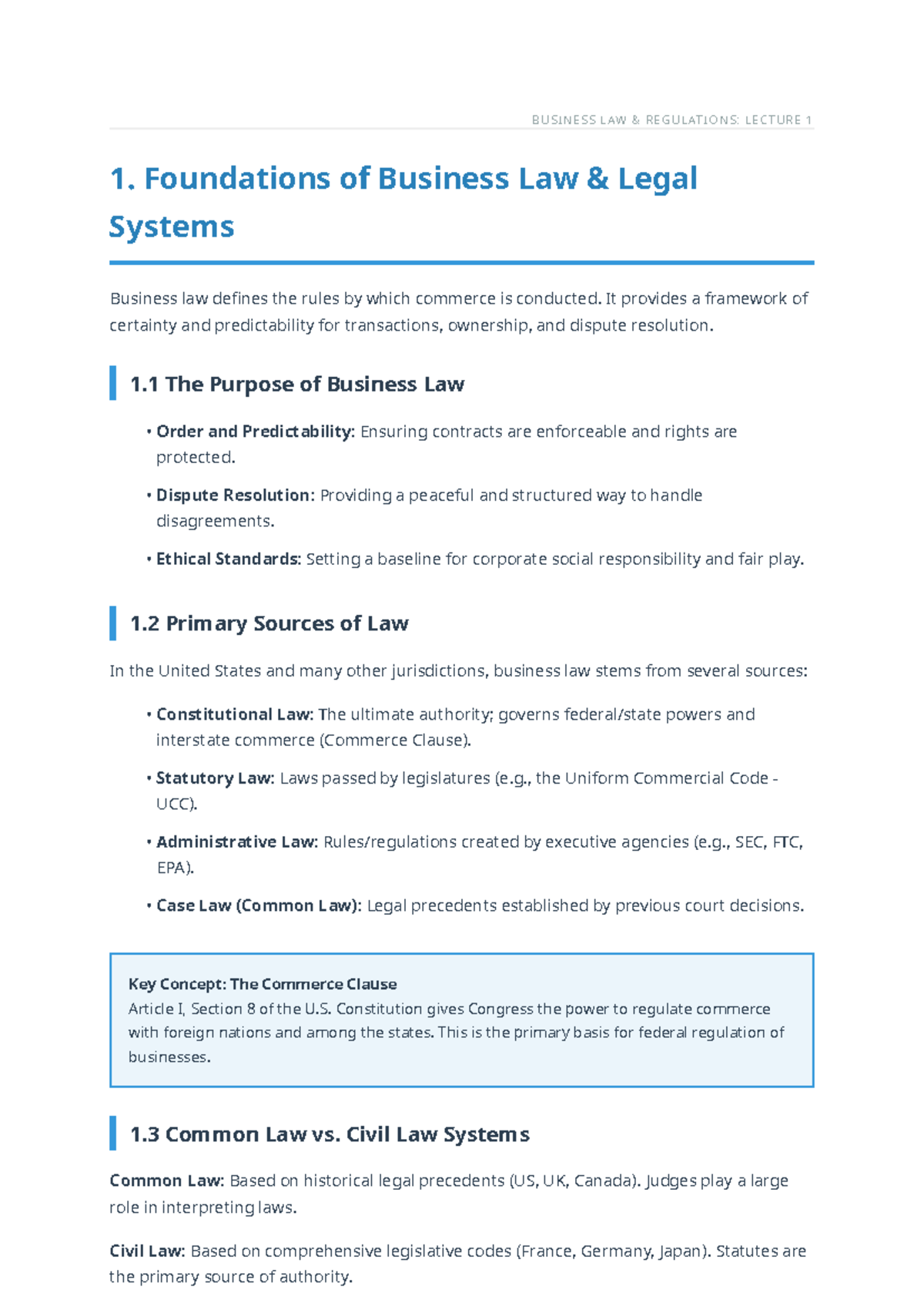Business Law Regulations: Lecture Notes Overview - Studocu