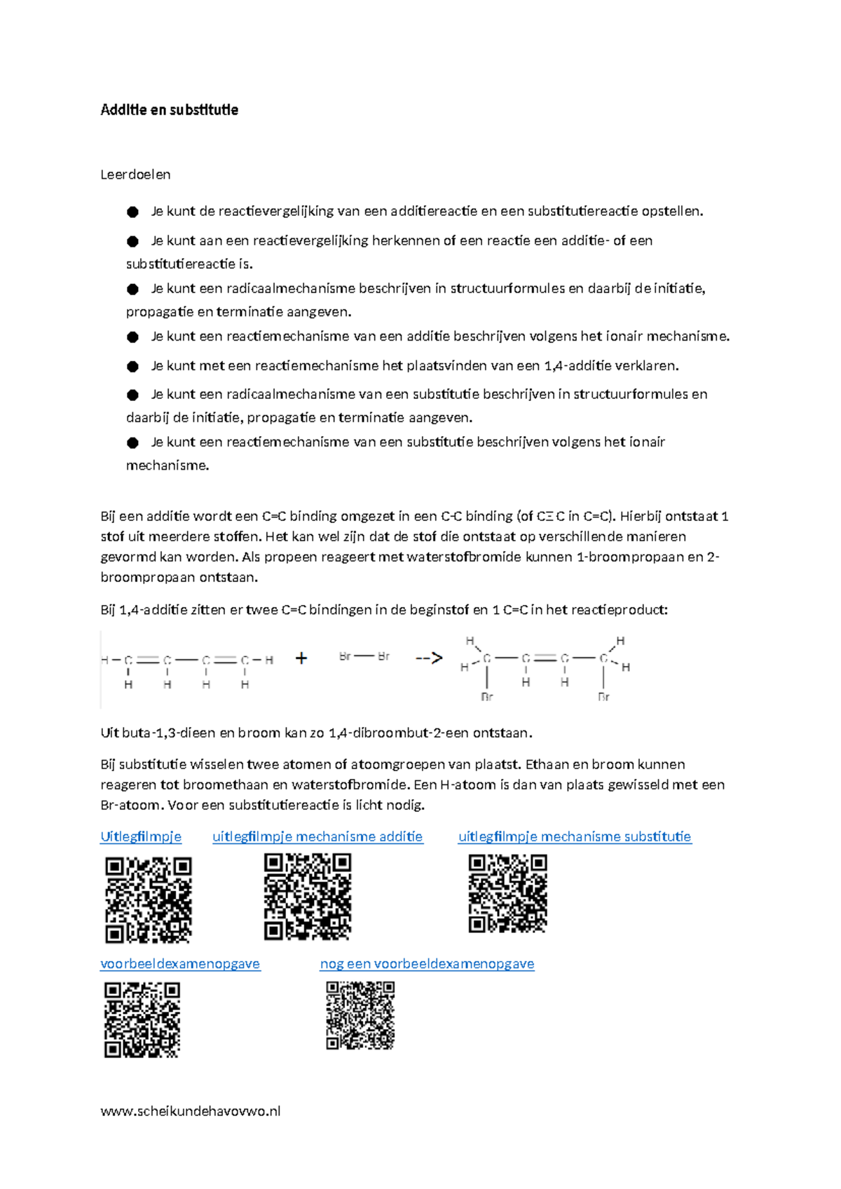Bijspijkerprogramma VWO Scheikunde: Additie en Substitutie Mechanismen ...