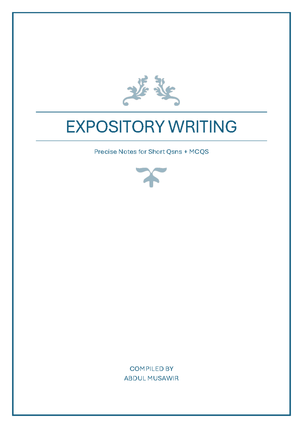 EXPO 101 - MCQs & Short Questions Prep Guide for Section A B - Studocu