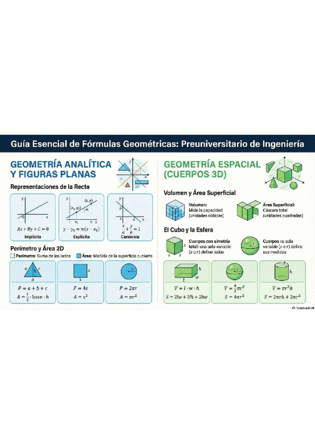 Guía Esencial de Fórmulas Geométricas: Infografía Matemática Unidad 3 ...