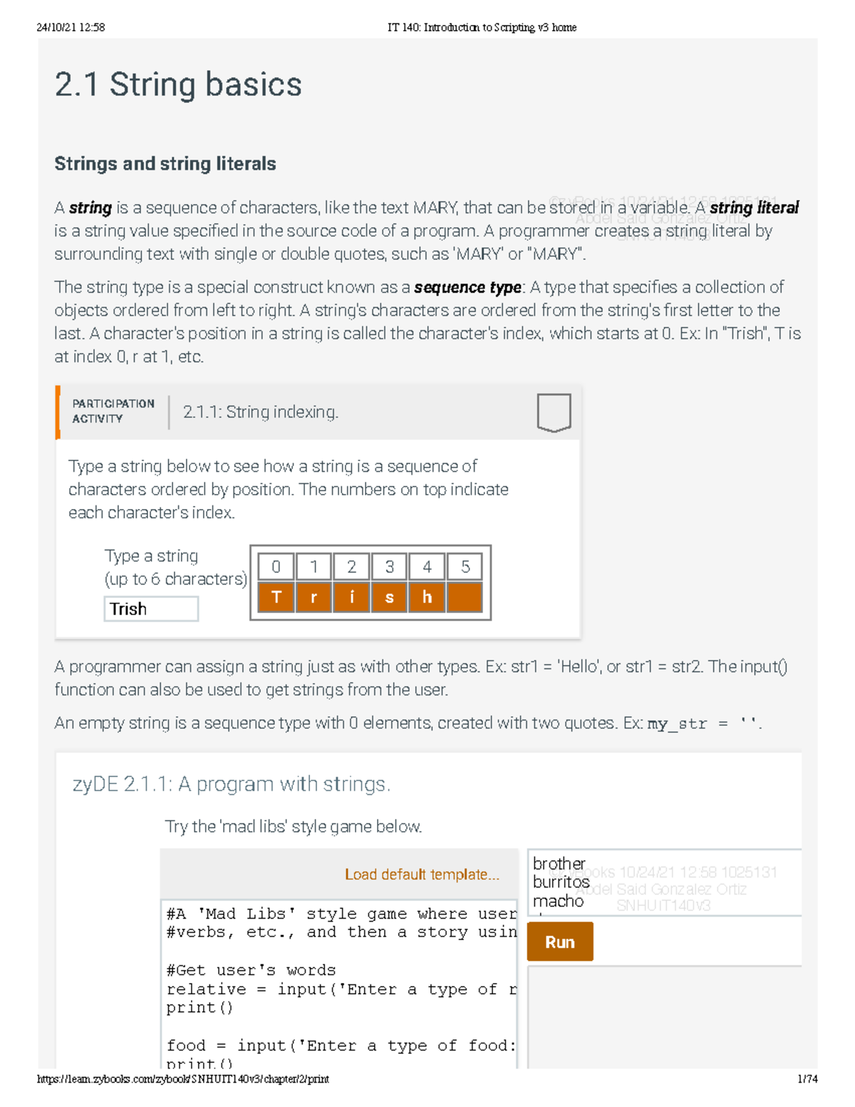 Chapter 2 - Python: Understanding String Basics and Literals - Studocu