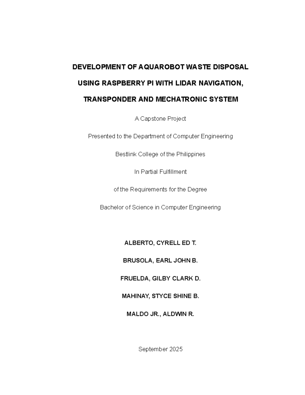 Capstone Project: Aquarobot Waste Disposal Using Raspberry Pi & Lidar ...
