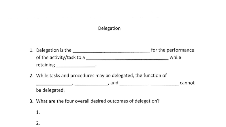 Delegation Worksheet & Answers 1: Key Concepts & Rights - Studocu