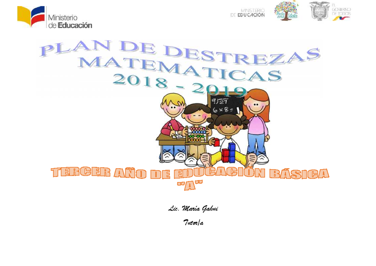 PUD. 3ro´´A´´ Lic. Carlos Yánez - Lic. María Gahui Tutor/a PLAN ...
