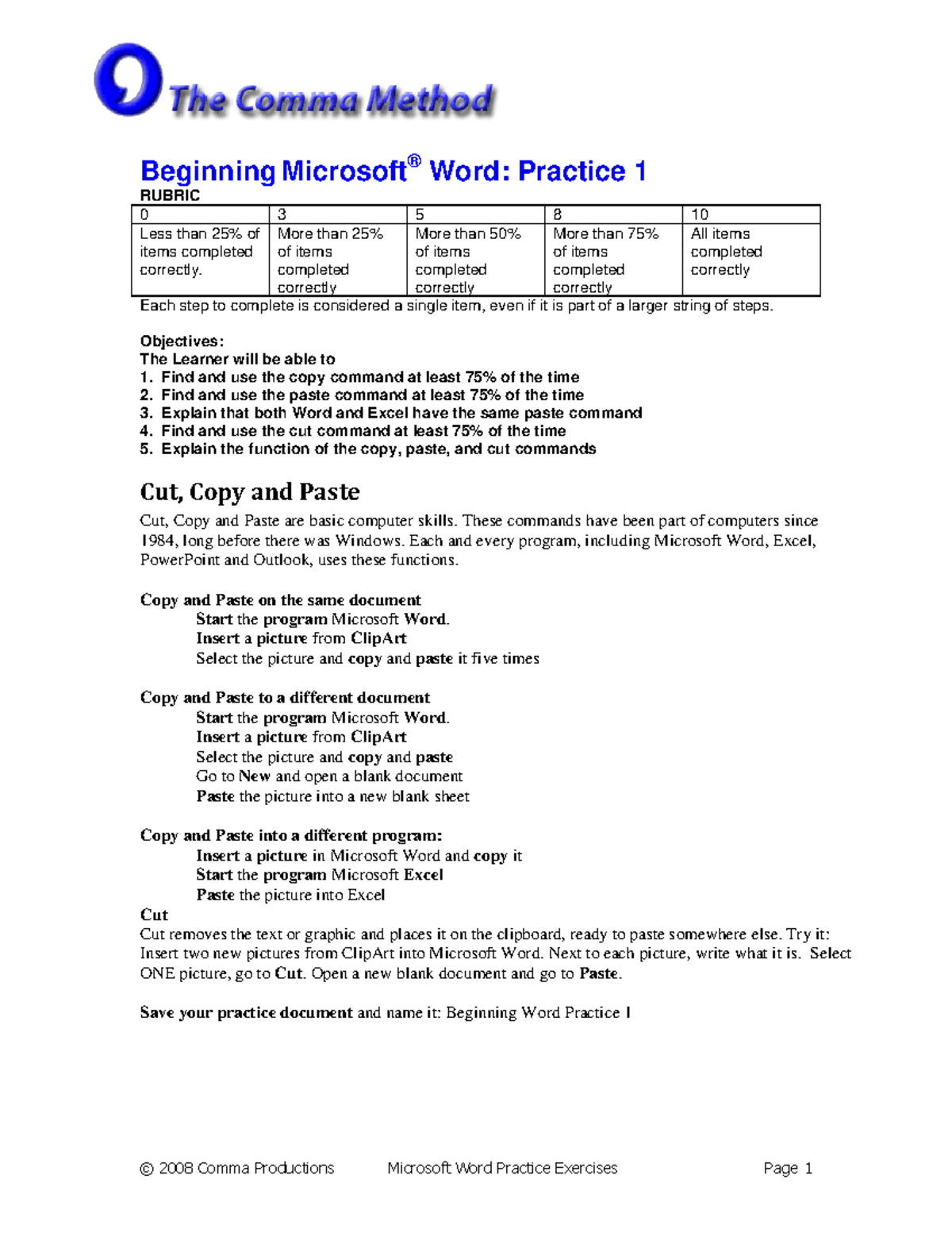 Beginning Microsoft Word Practice Series: Exercises 1 to 4 - Studocu
