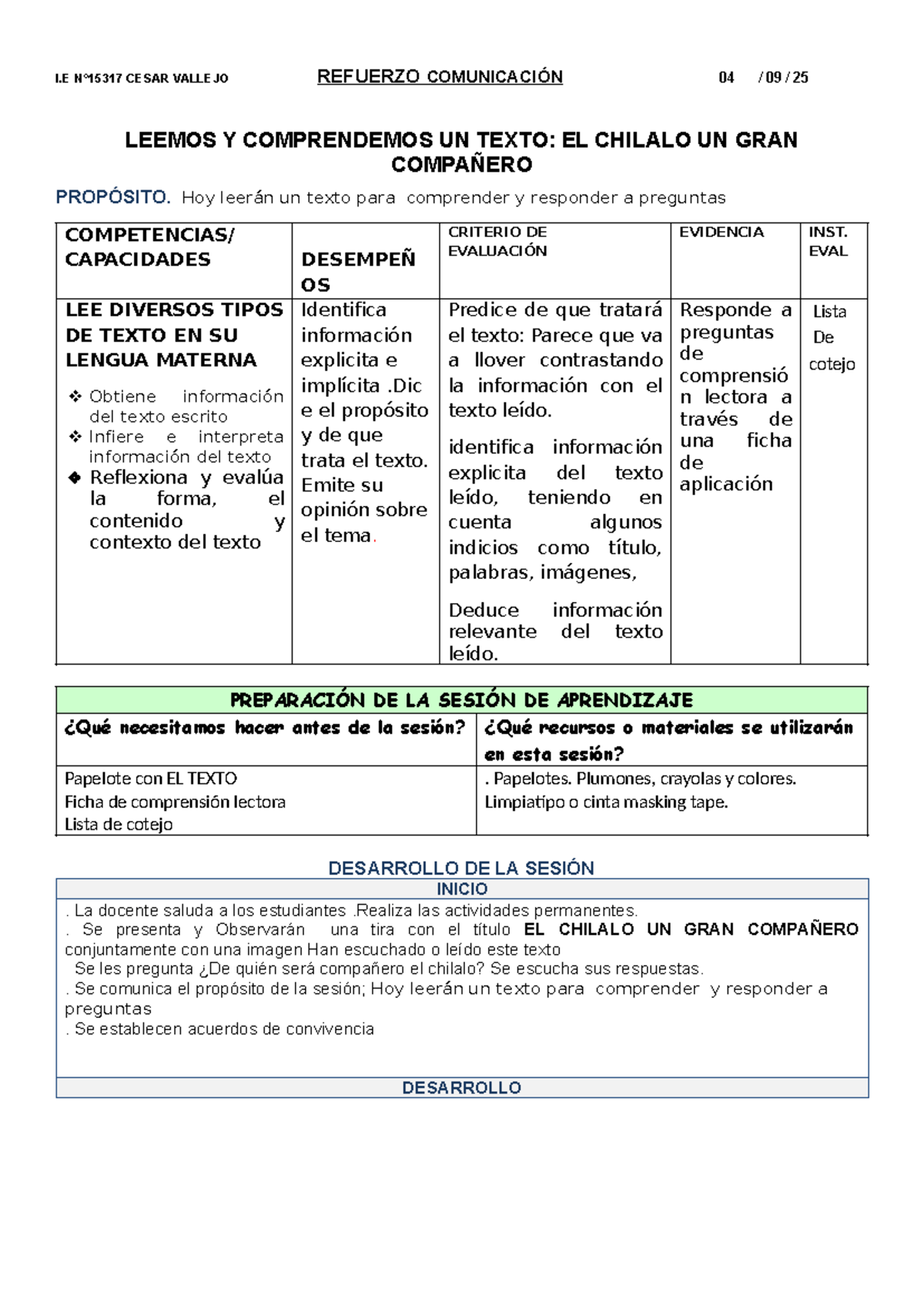 Leemos EL Chilalo: Un Gran Compañero - Refuerzo Comunicación 04 09 25 ...