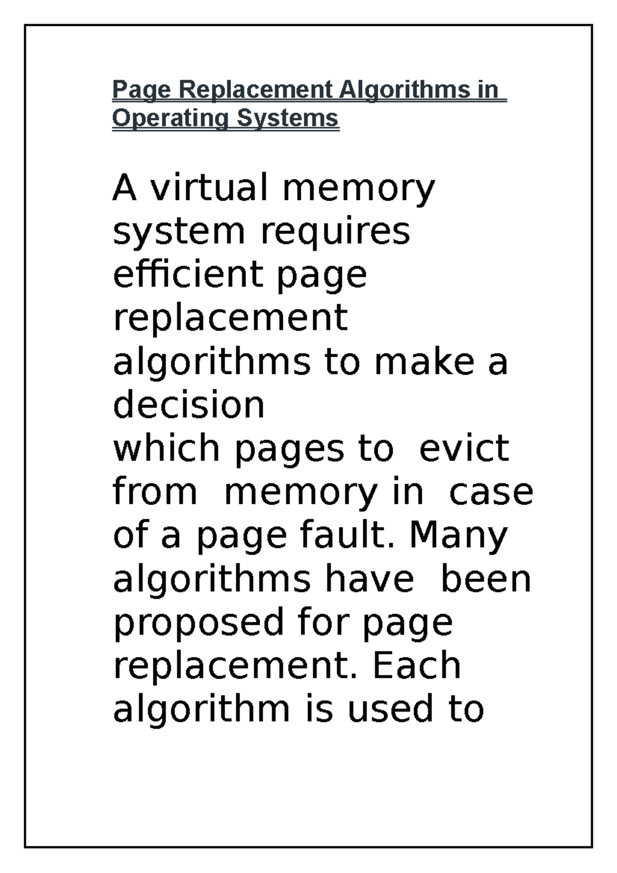 Page Replacement Algorithms in Operating Systems 2 - Page Replacement ...