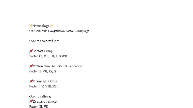 Hematology Mnemonics and Quick Reference Guide for Lab Tests - Studocu