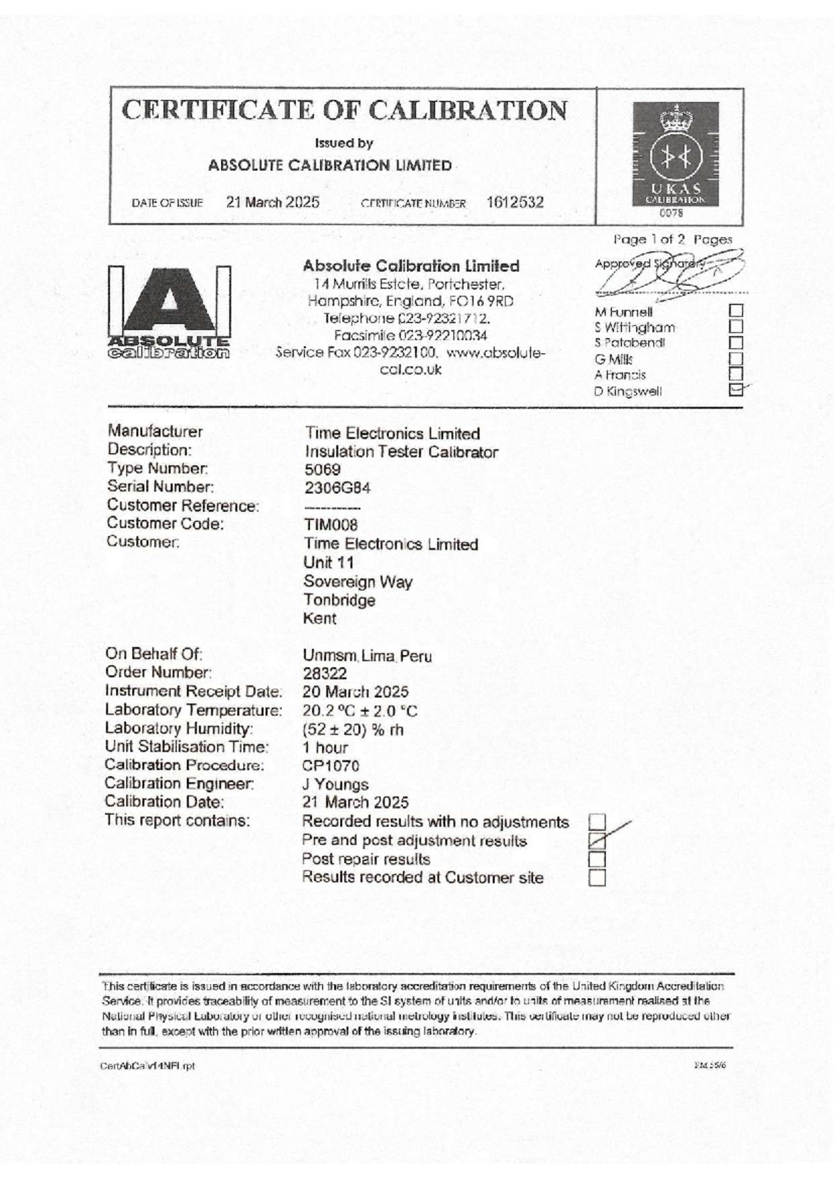 Calibration certificate for insulation tester - TIM008 - Studocu