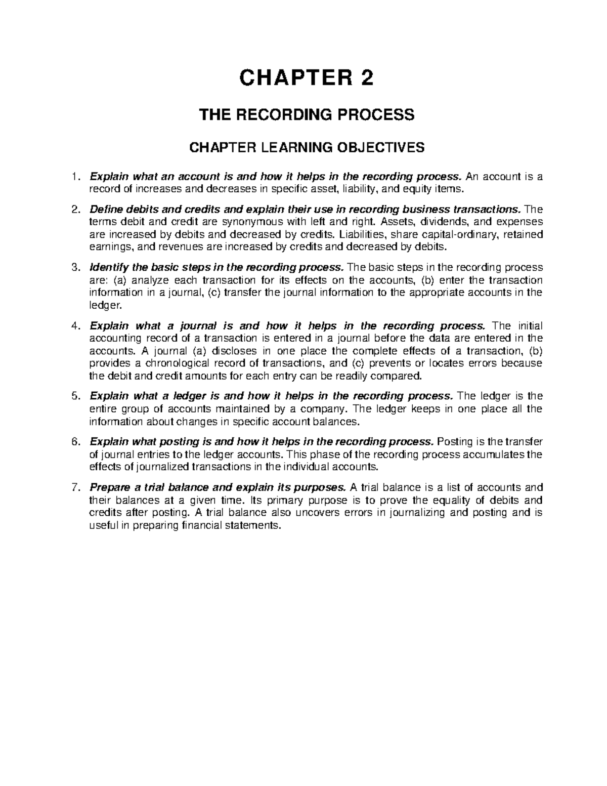 Test Bank for Financial Accounting: CH2 Recording Process Review - Studocu