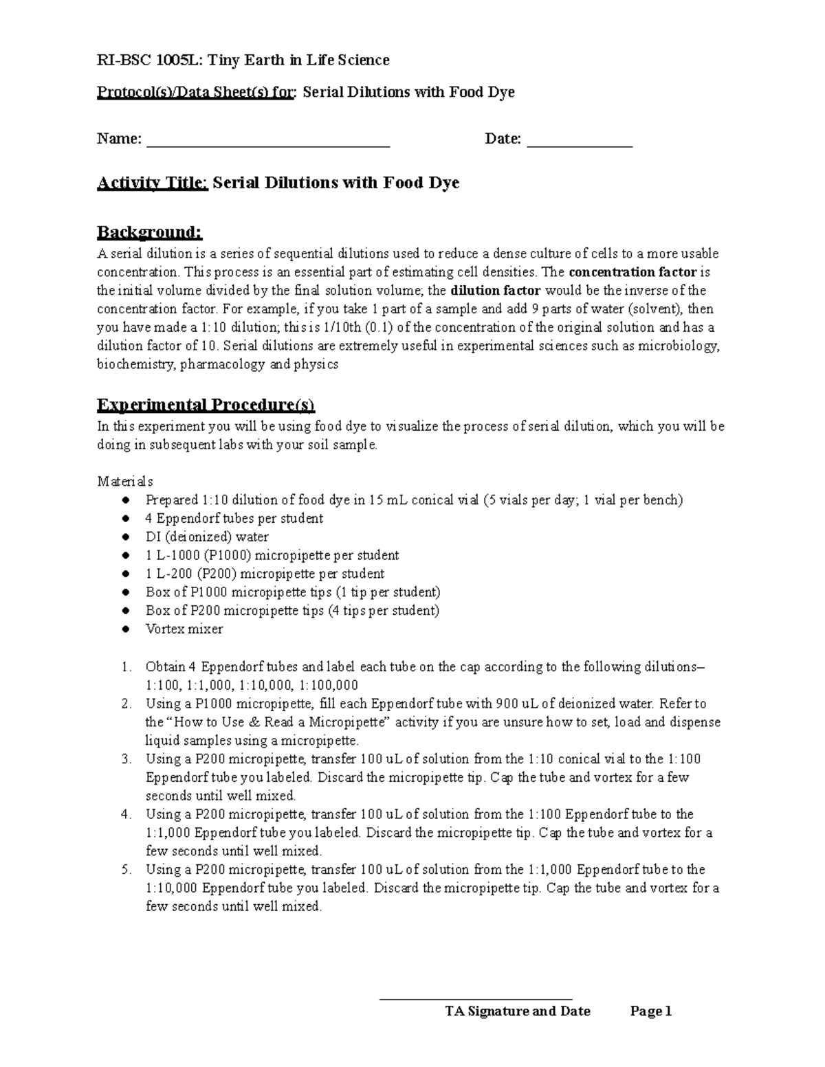 Activity Serial Dilutions with Food Dye (Homan) - Protocol(s)/Data ...