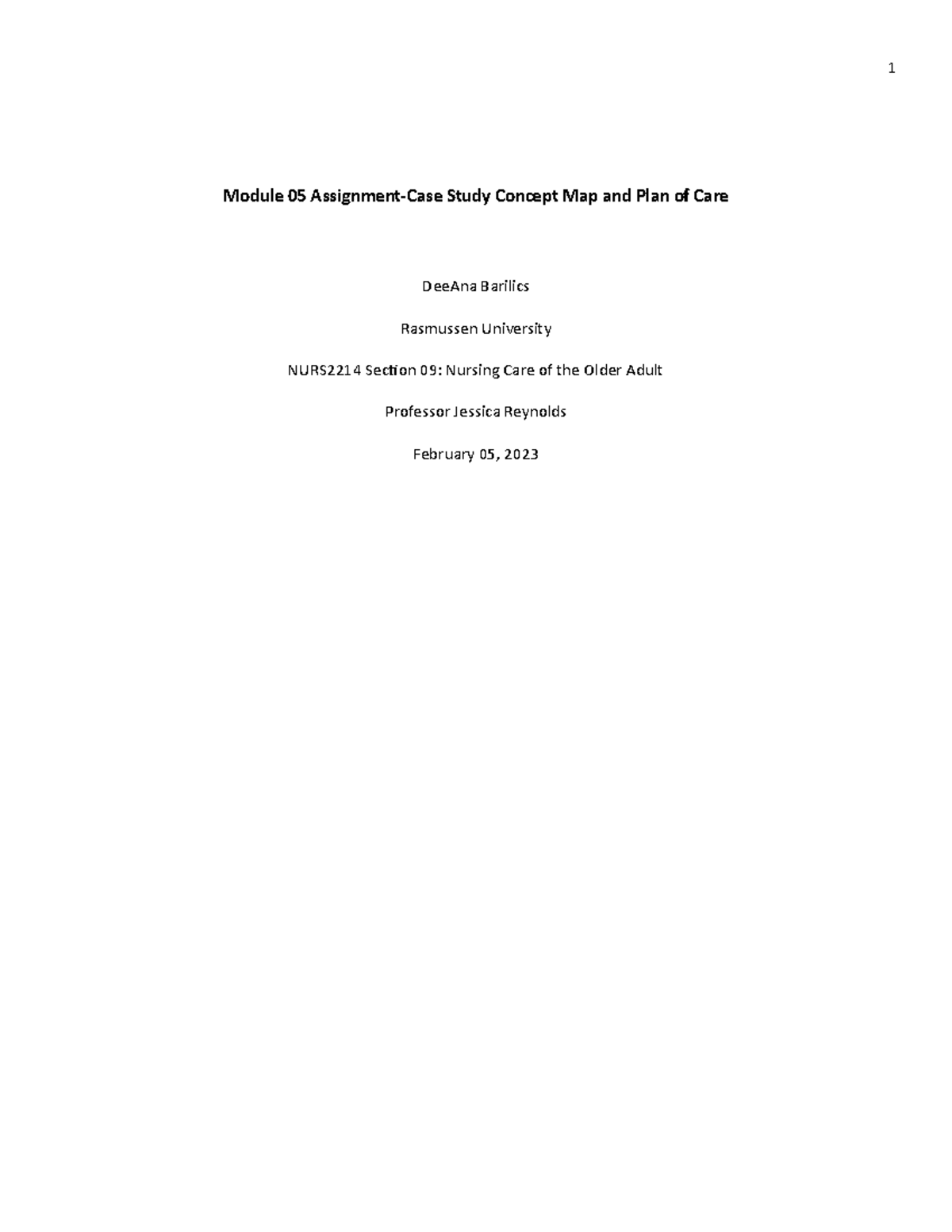 Case Study Concept Map and Plan - Module 05 Assignment-Case Study ...