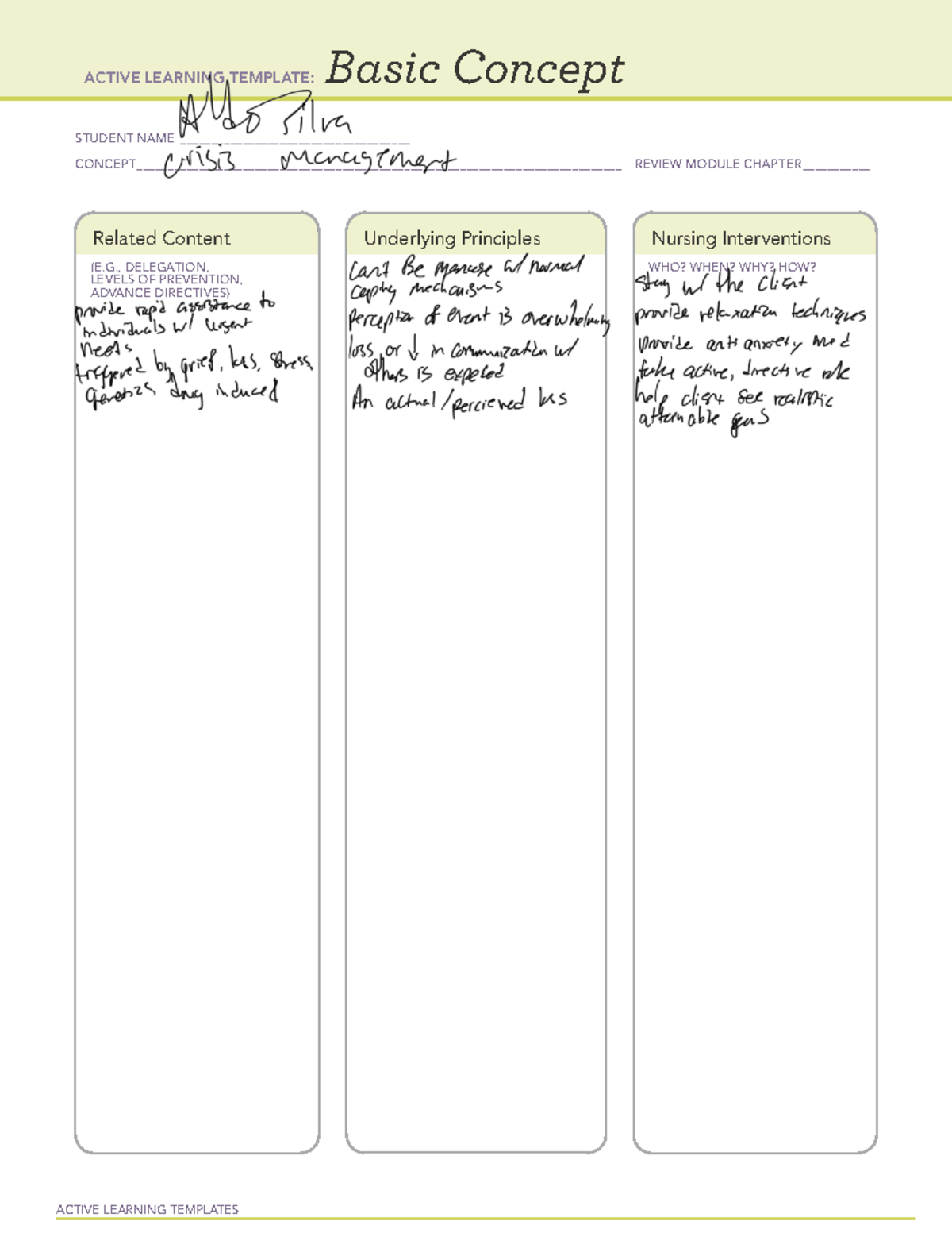 Active Learning Templates for Nursing: Concepts and Interventions ...