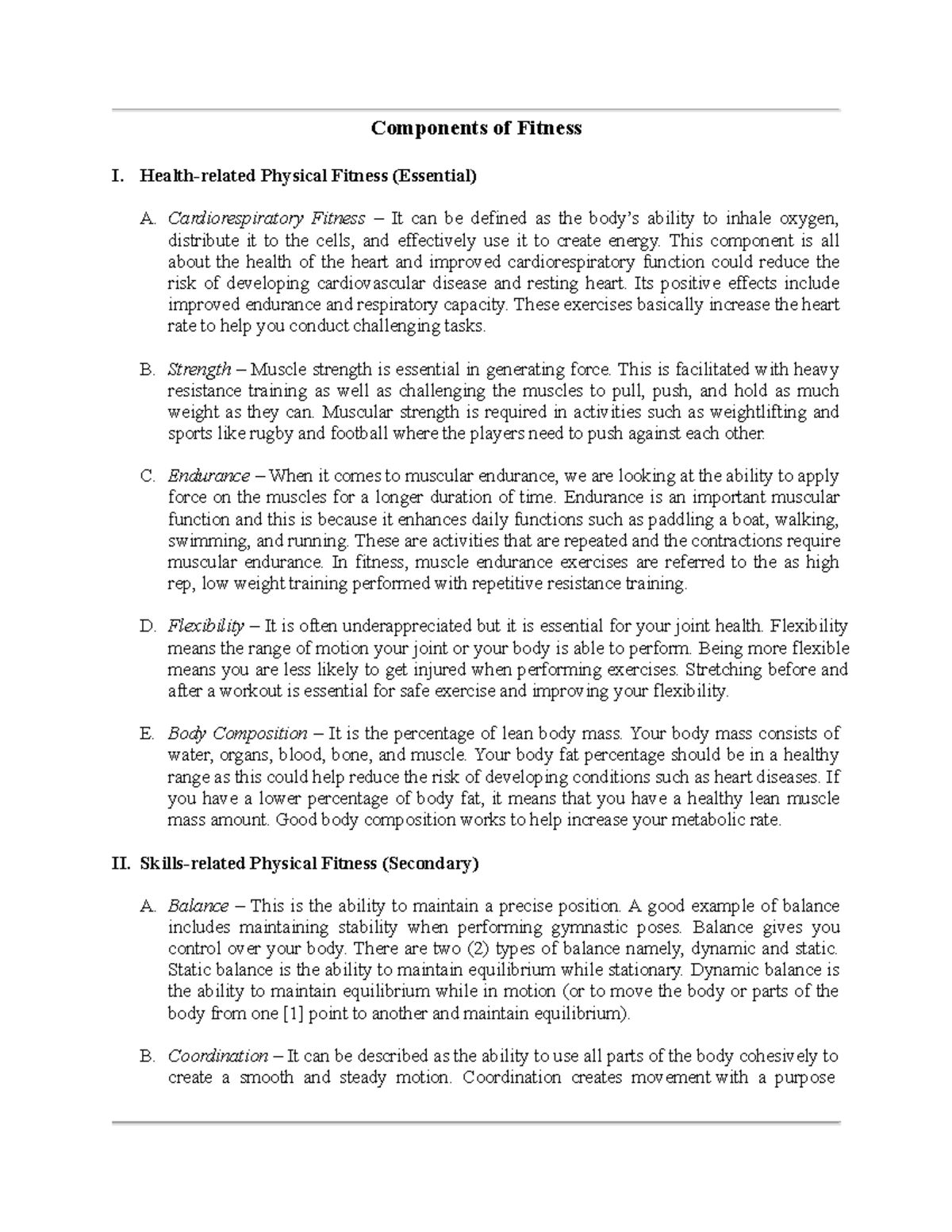 Health and Skills-Related Components of Fitness: A Comprehensive Guide ...