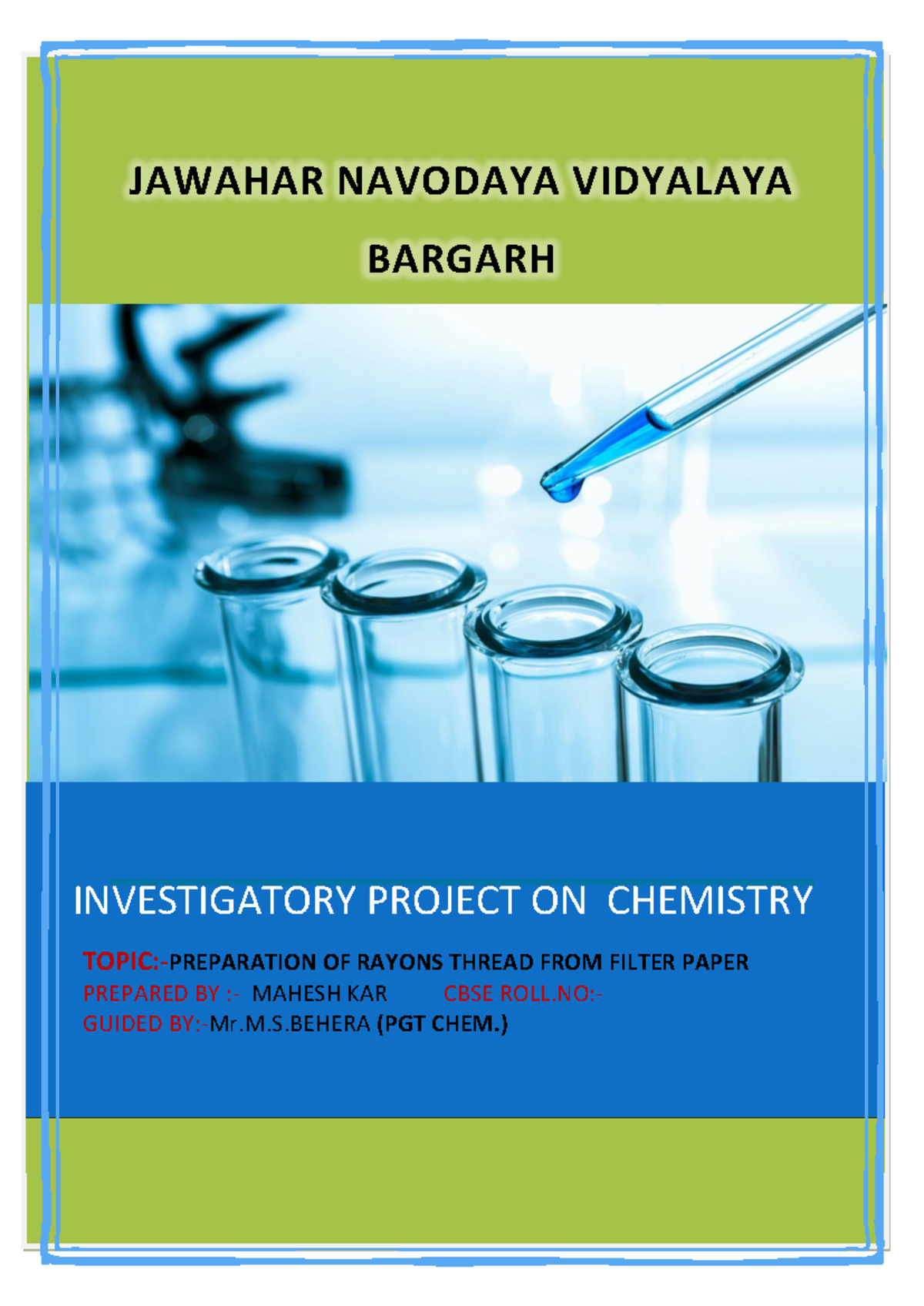 Investigatory Project on Chemistry of Rayon Thread (Chemistry GRB ...
