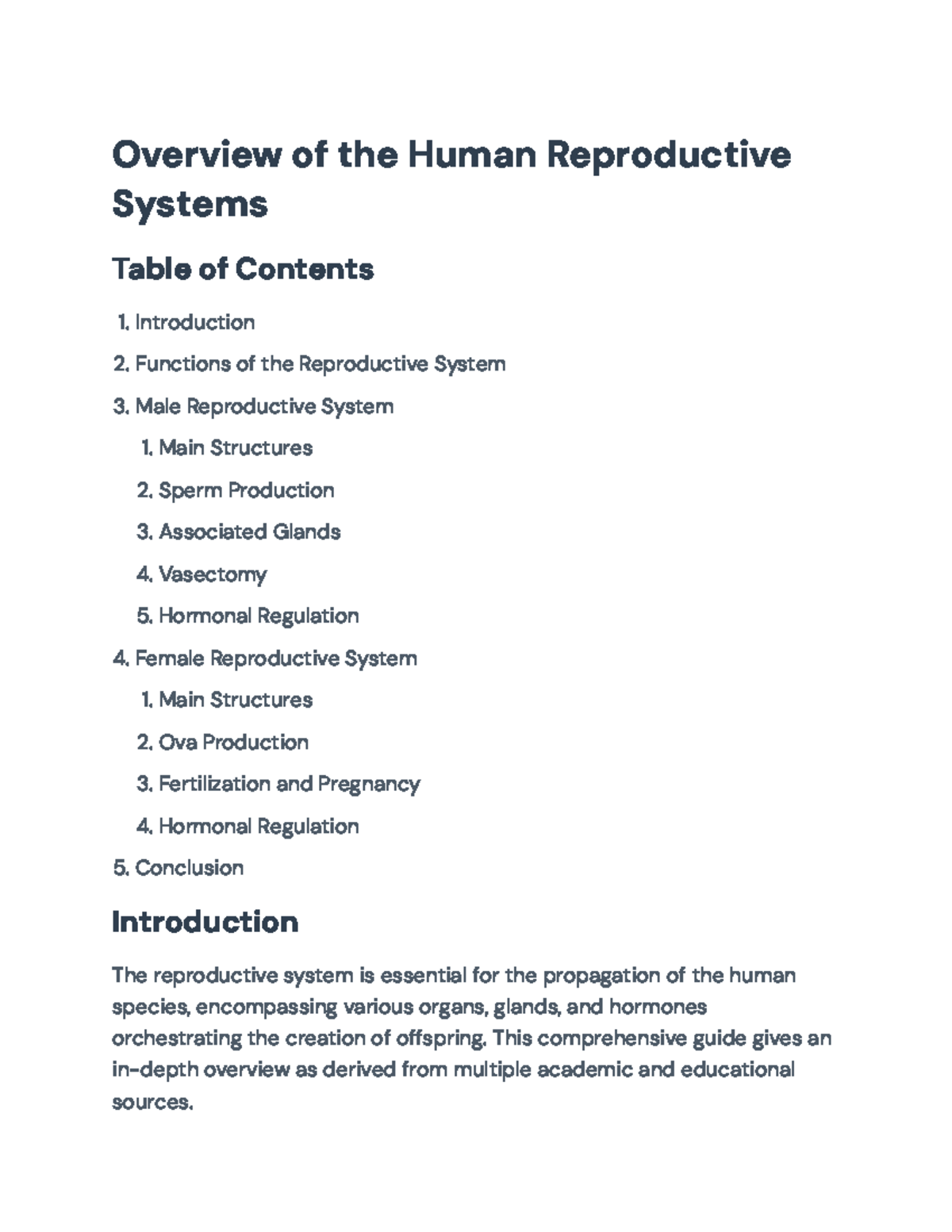 Comprehensive Guide to the Human Reproductive Systems (BIO 101 ...