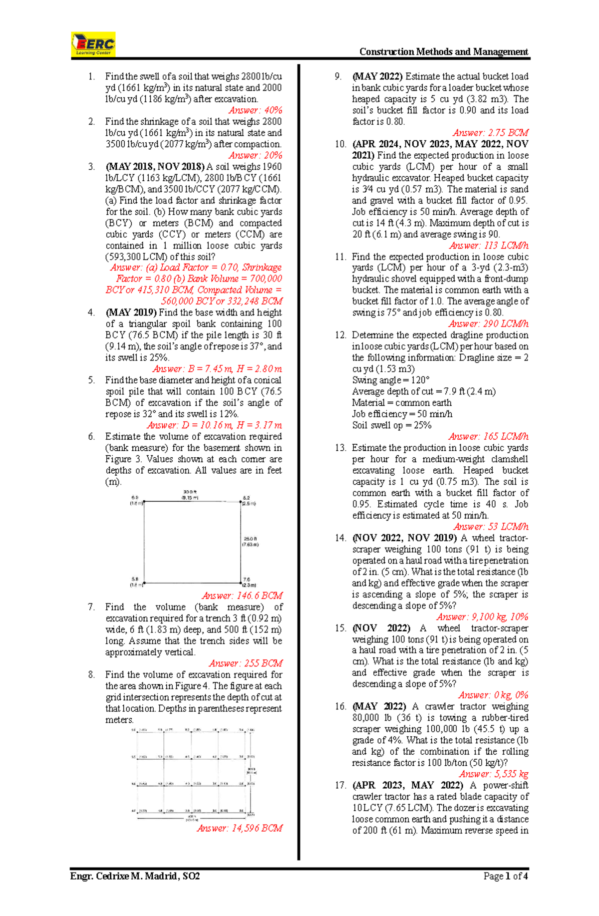 Construction Methods and Management SO2: Soil Swell and Shrinkage ...