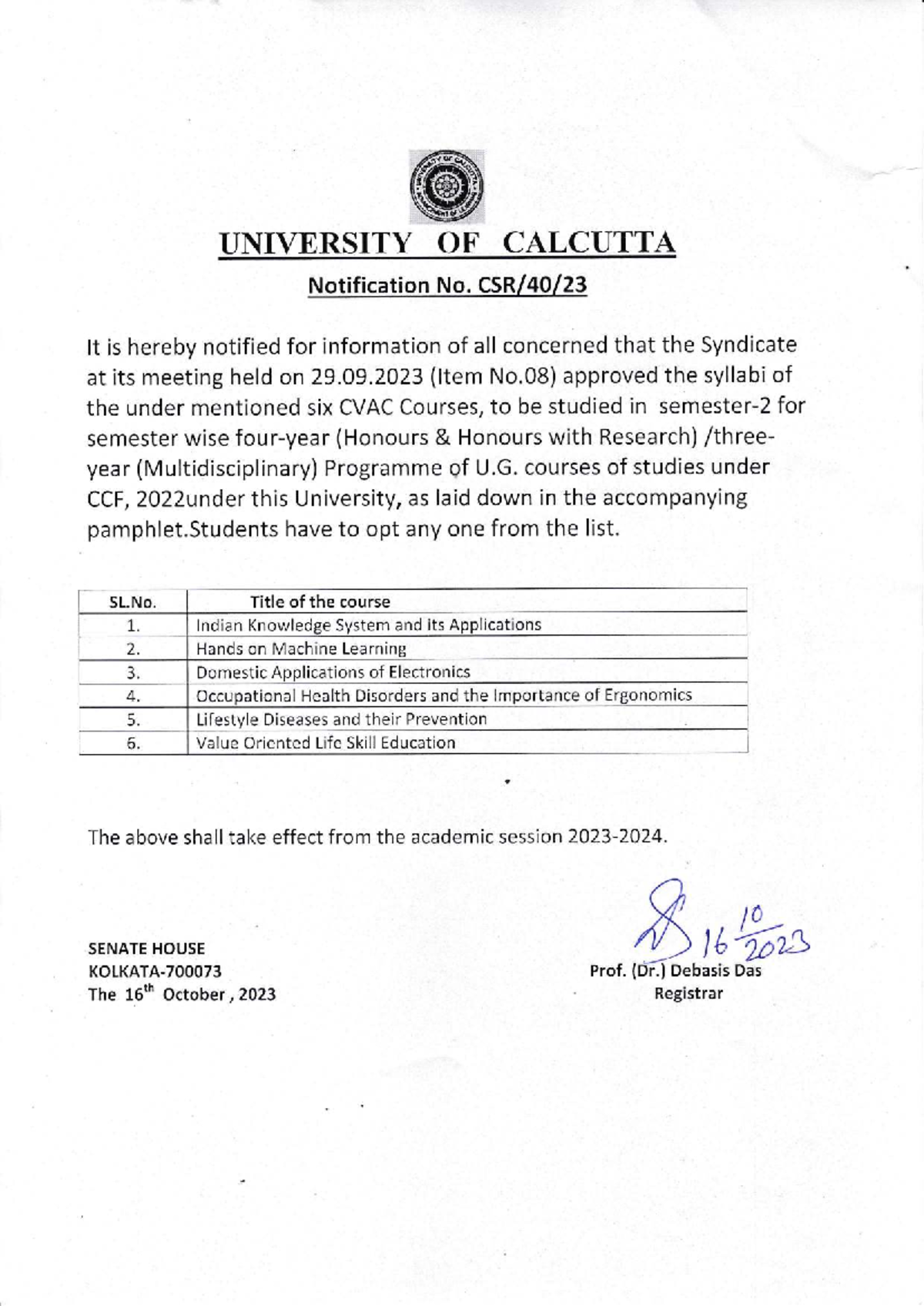 CVAC-Multidisciplinary Course Syllabi Notification - 2023 - Studocu