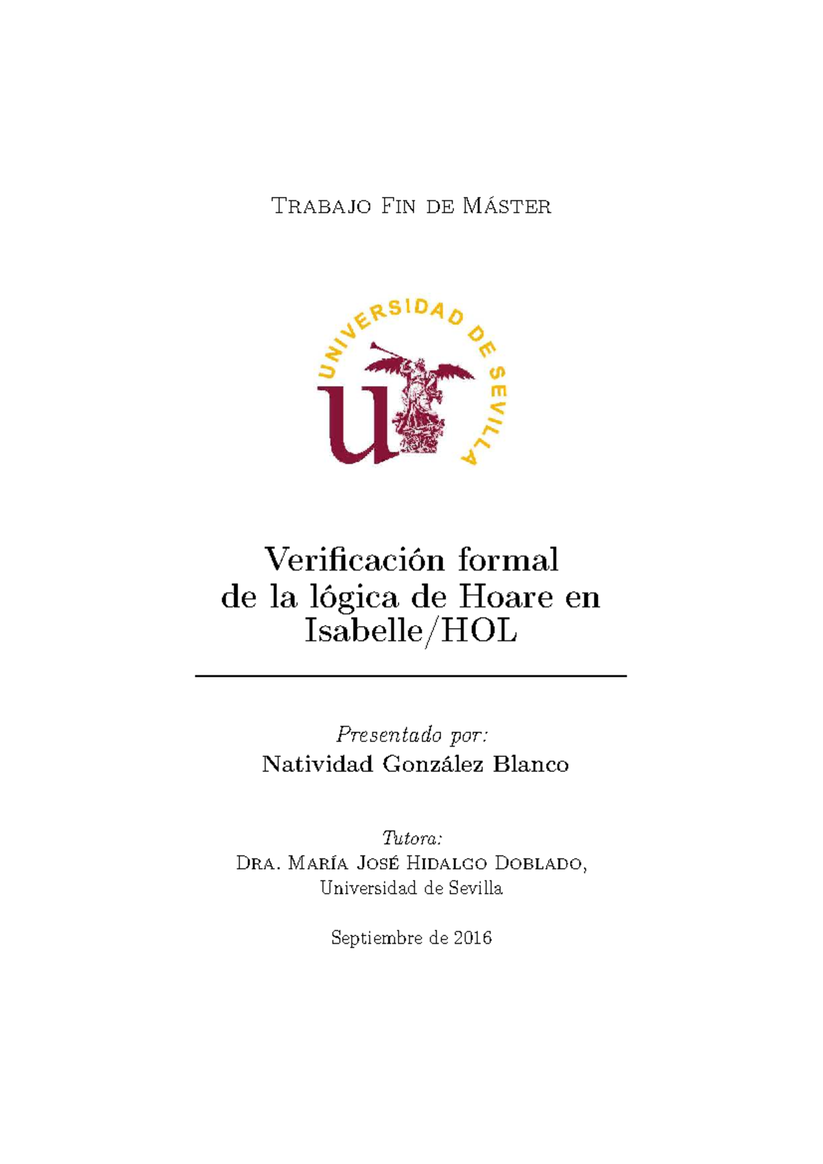 TFM: Verificación Formal de la Lógica de Hoare en Isabelle - Studocu