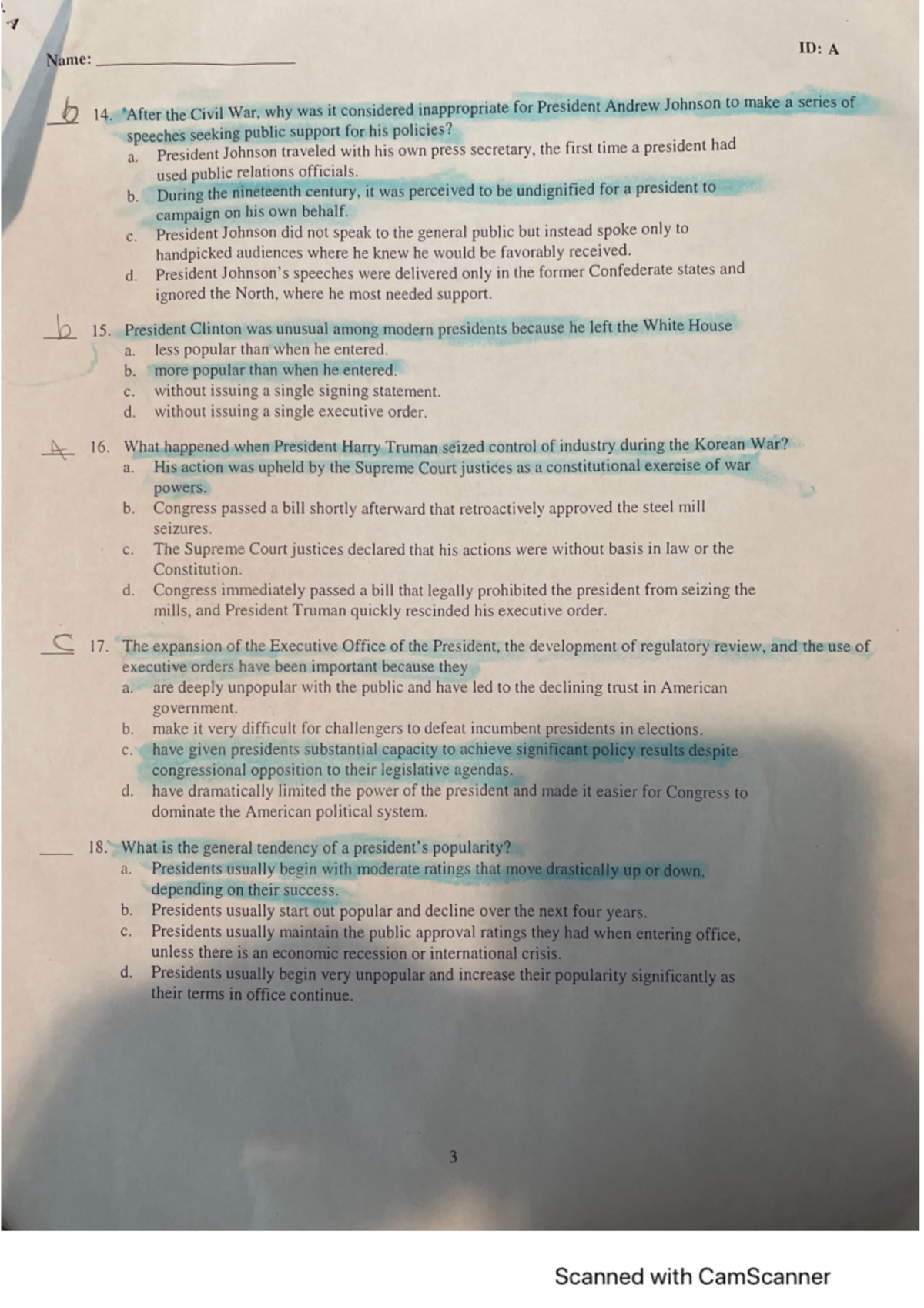 Chapter 11 - Test and exam questions - ID: A Name: b 14. After the ...