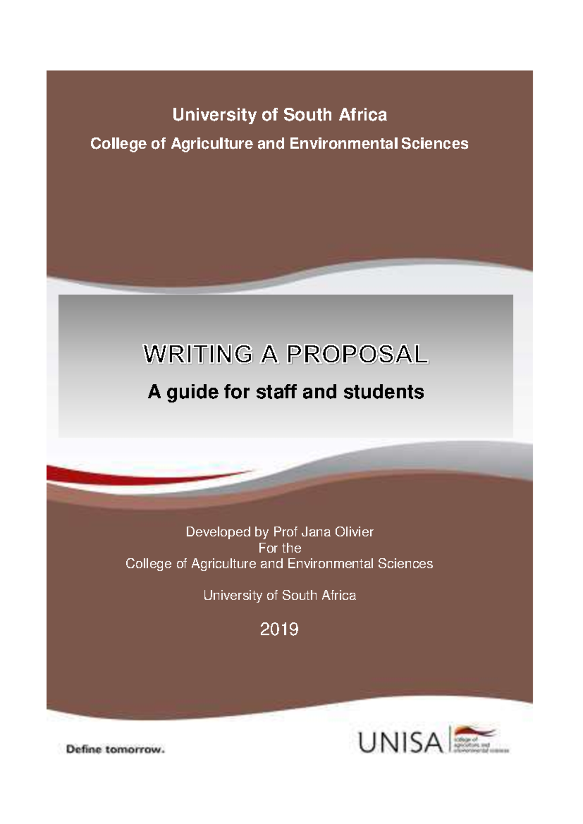 UNISA Proposal Writing Guide for Master's & Doctoral Research - Studocu