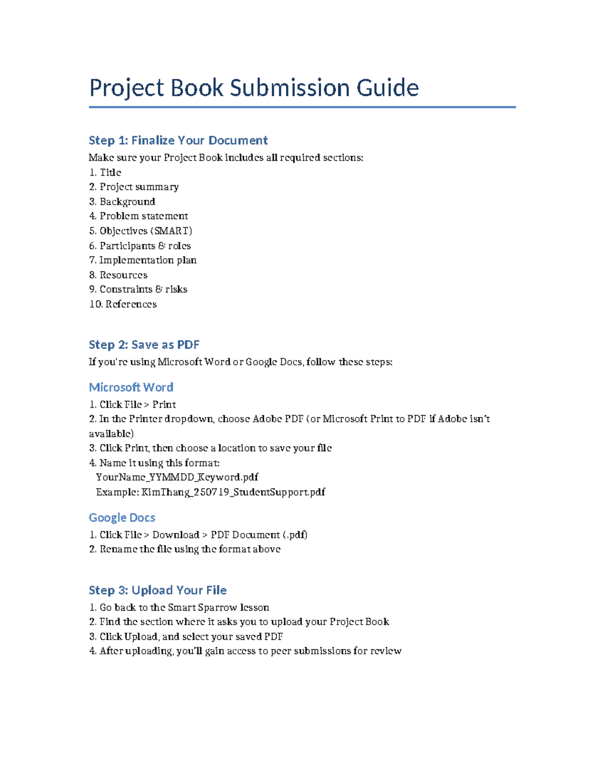 Project Book Submission Guide: Finalizing & Uploading Steps - Studocu