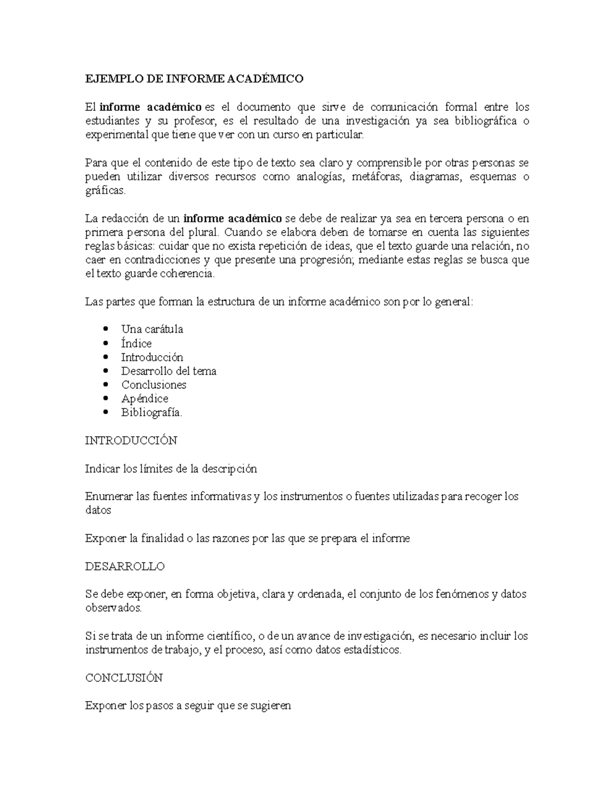 Ejemplo DE Informe Académico - EJEMPLO DE INFORME ACADÉMICO El informe académico es el documento ...