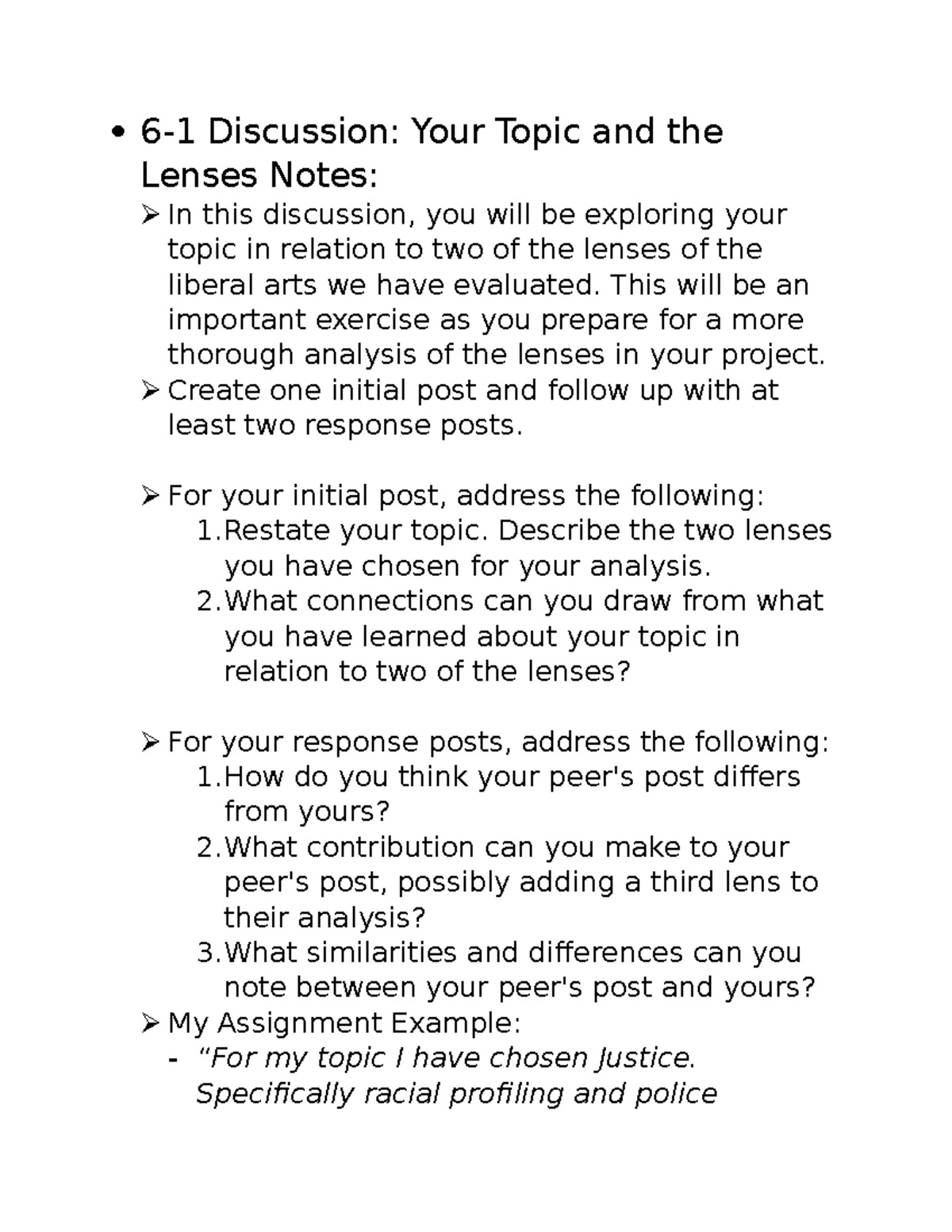 Module Six Perspectives: Discussion & Short Answer Assignments - Studocu