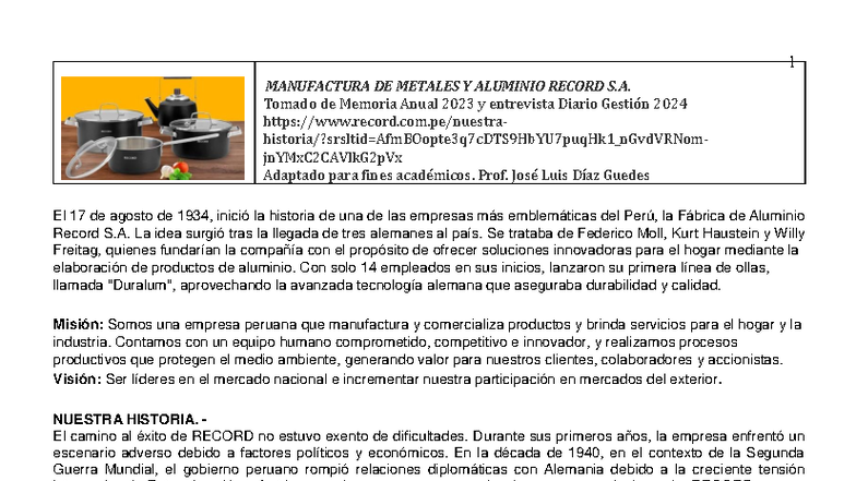 CASO Record 2025: Análisis de la Manufactura de Metales y Aluminio S.A ...