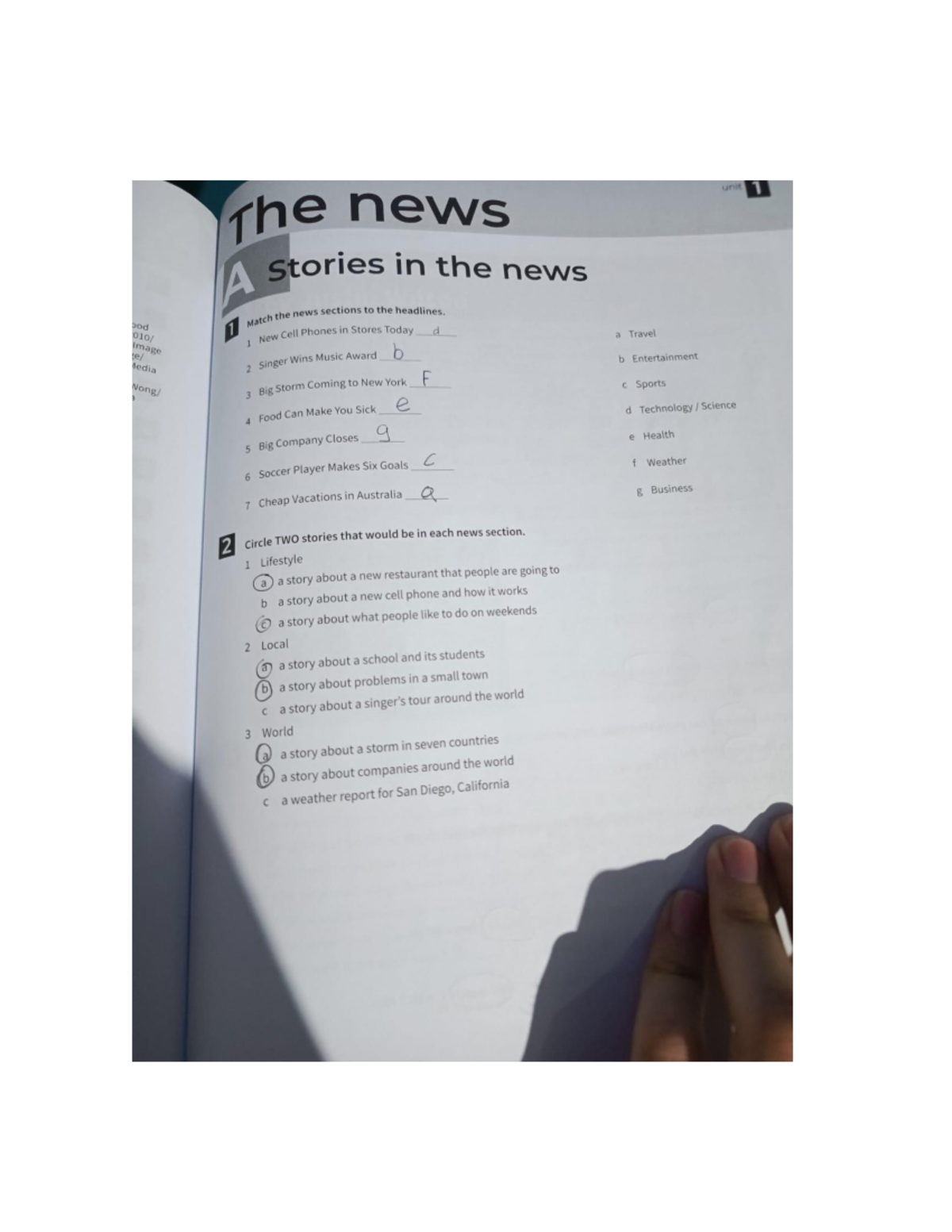 Olin 101: News Unit 1 - Matching Headlines and News Sections Activities ...
