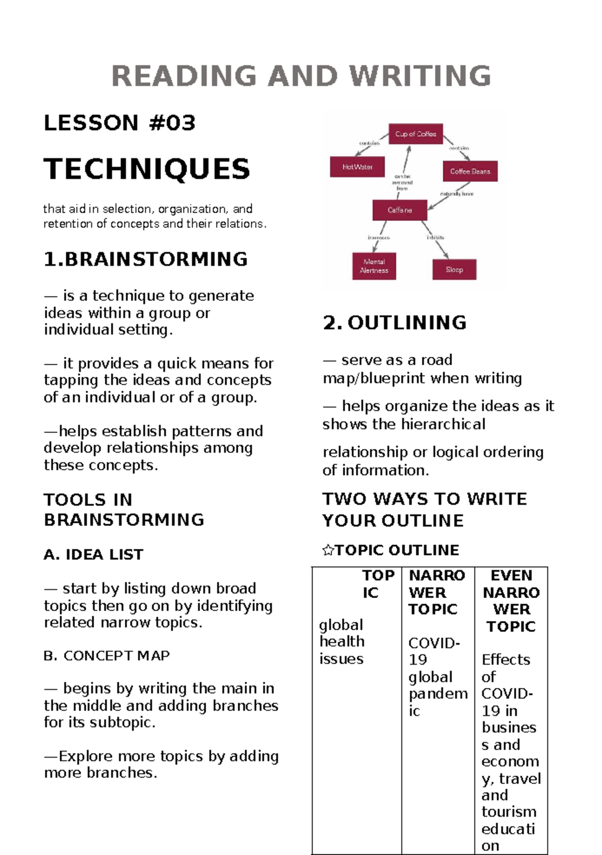 Reading and writing lesson 3 - LESSON TECHNIQUES that aid in selection ...