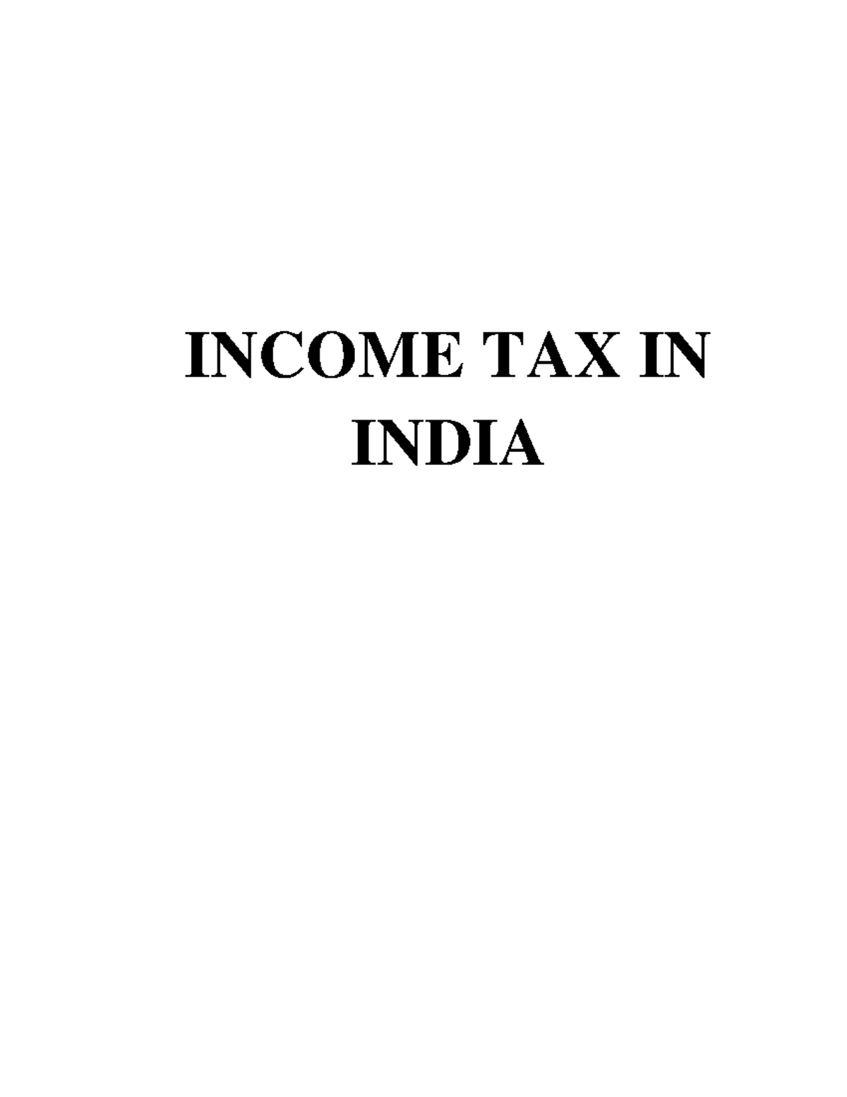 Income Tax in India - MBA final Project - INCOME TAX IN INDIA INDEX ...