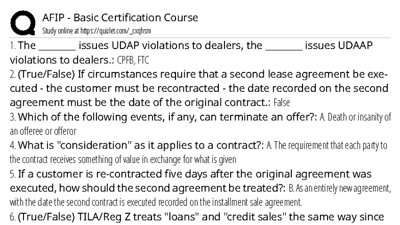 AFIP - Basic Certification Course Study Guide and Key Concepts - Studocu