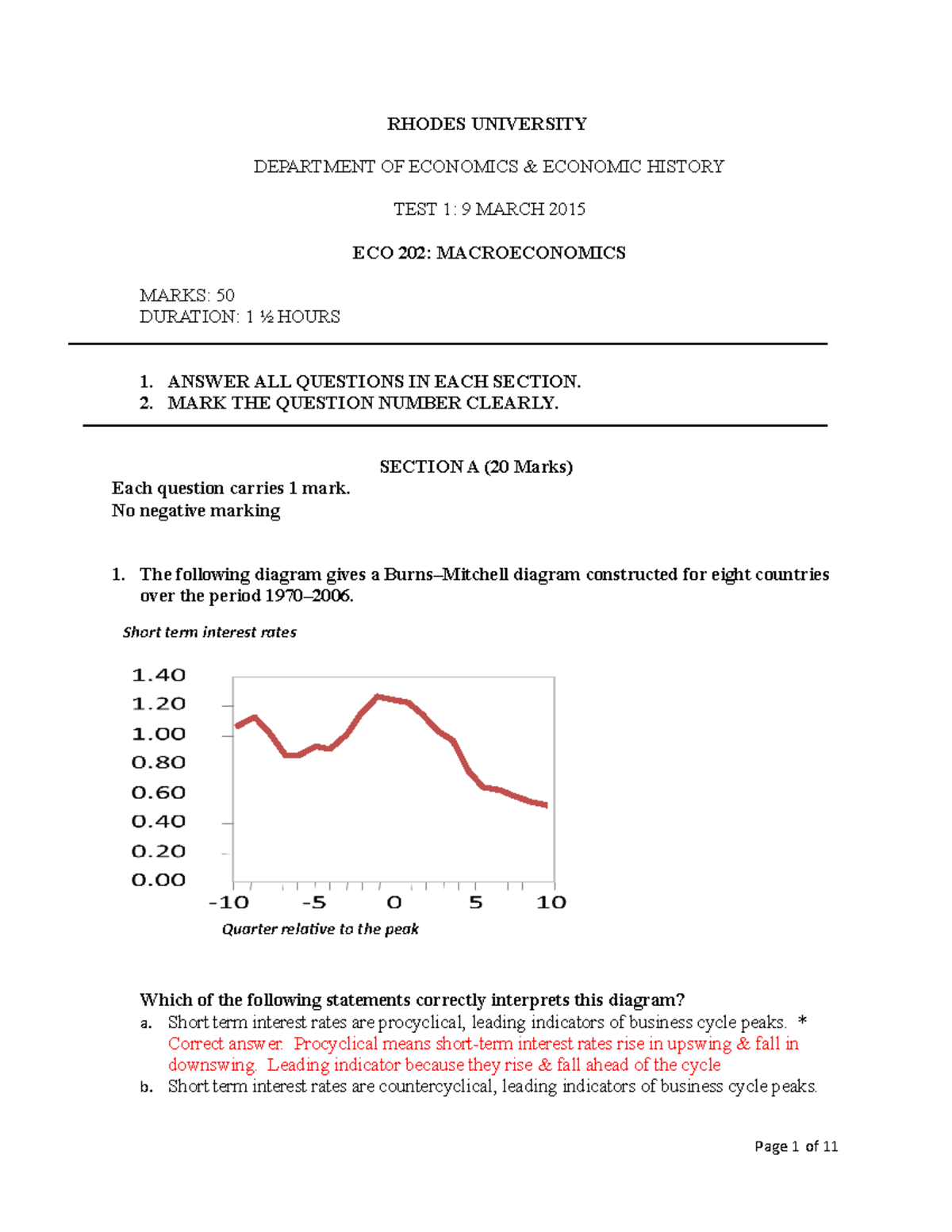 Macro economics 202 Test 1 2015 student assessment - ECO202 - RU - Studocu