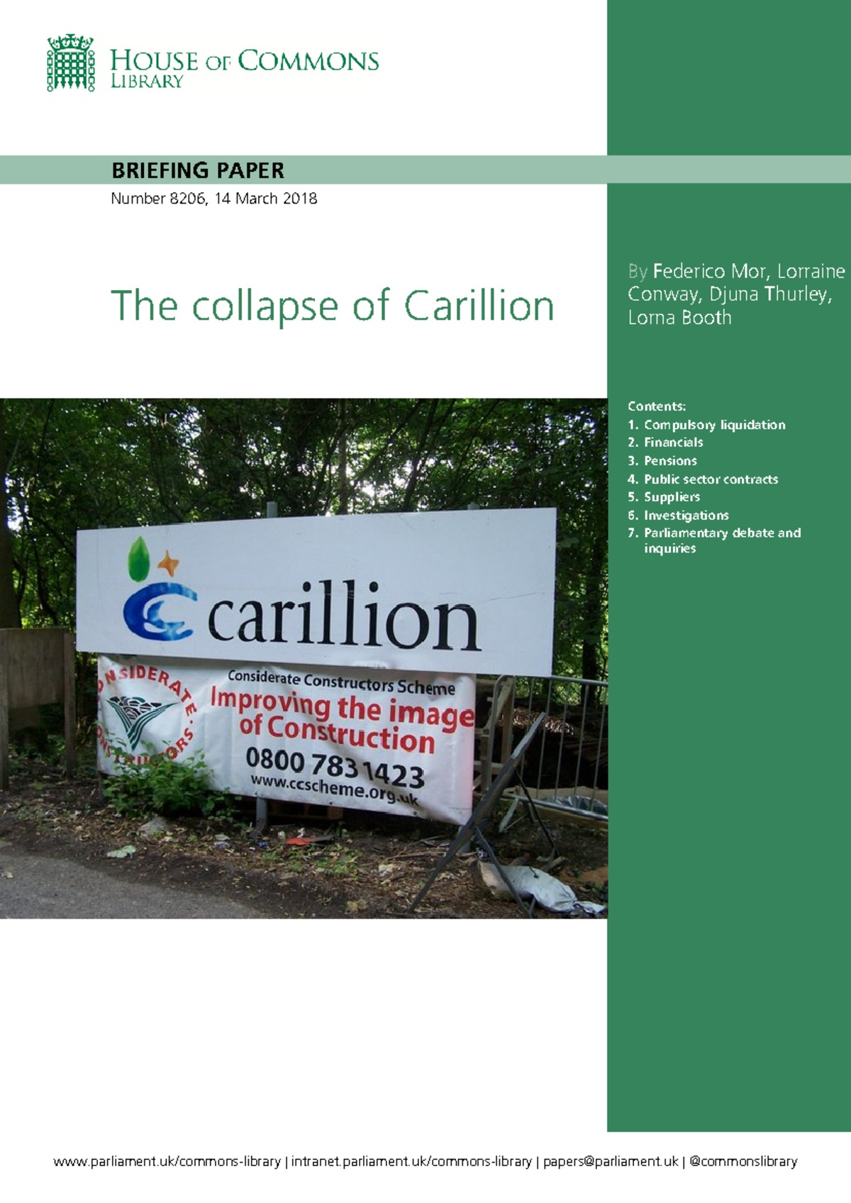 Reading - Carillion Collapse - parliament/commons-library | intranet ...