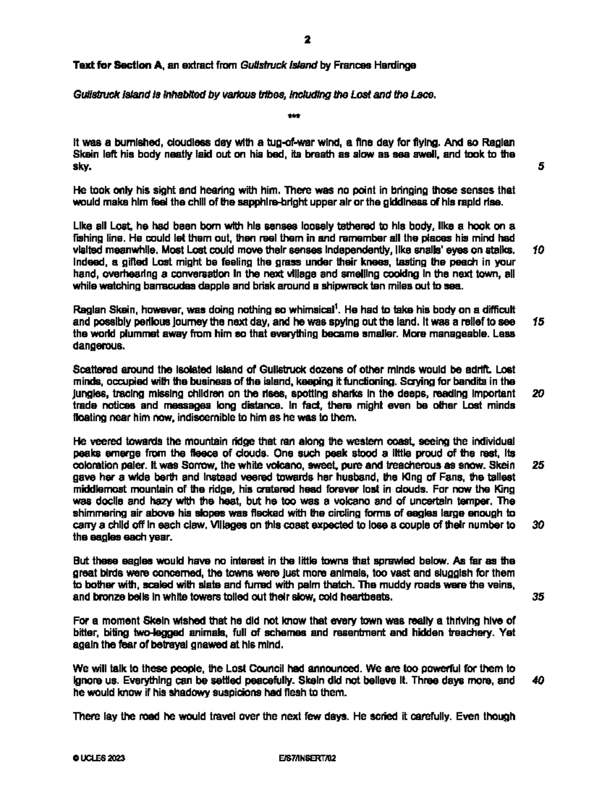 Y7 Fiction Insert 2023 - English Practice on Gullstruck Island - Studocu