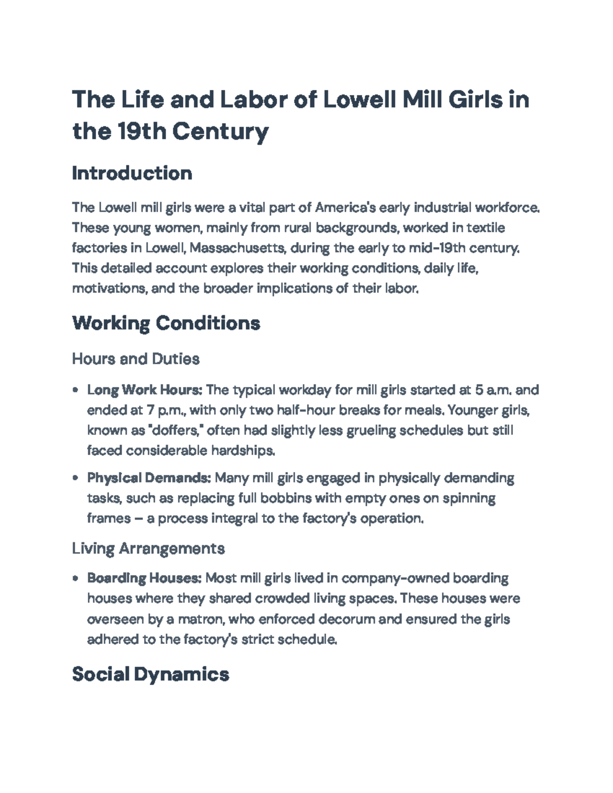 The Life and Labor of Lowell Mill Girls: 19th Century Insights - The ...