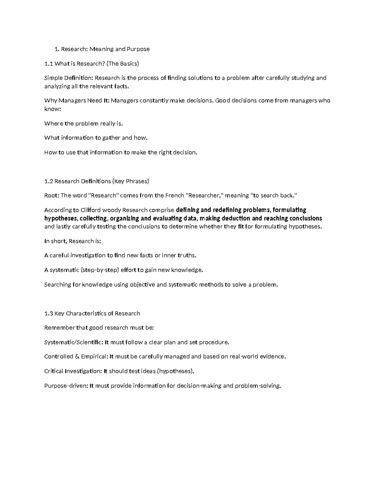 BRM 1 - Understanding Research: Meaning, Purpose, and Methodology - Studocu