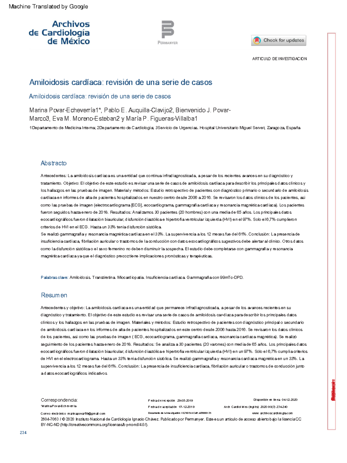 Revisión de Casos de Amiloidosis Cardíaca en Pacientes Hospitalizados ...