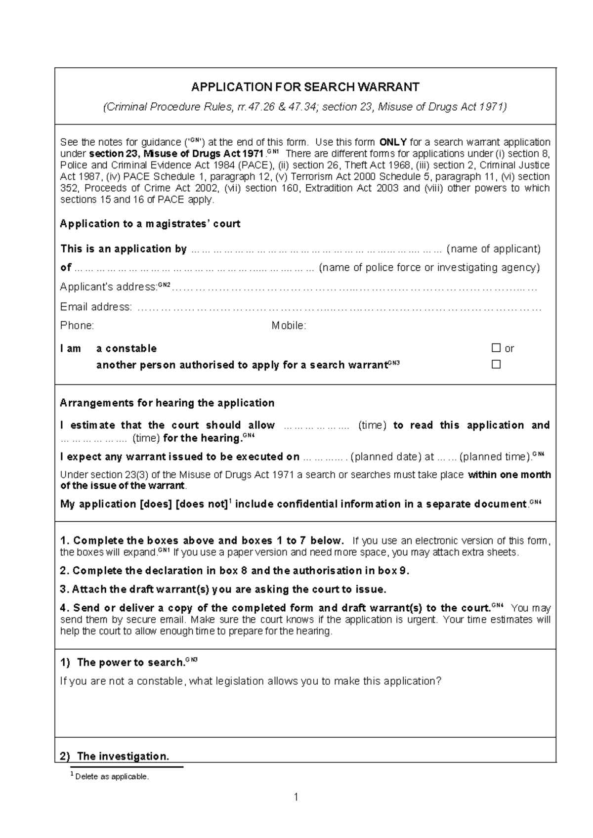 Iw029-eng - Application for Search Warrant under Misuse of Drugs Act ...