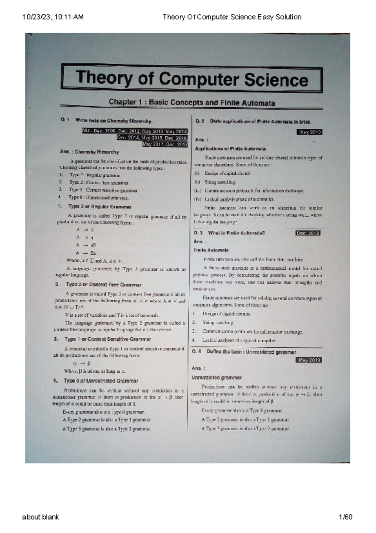 CSC Theory of Computer Science - Easy Solutions and Lecture Notes - Studocu