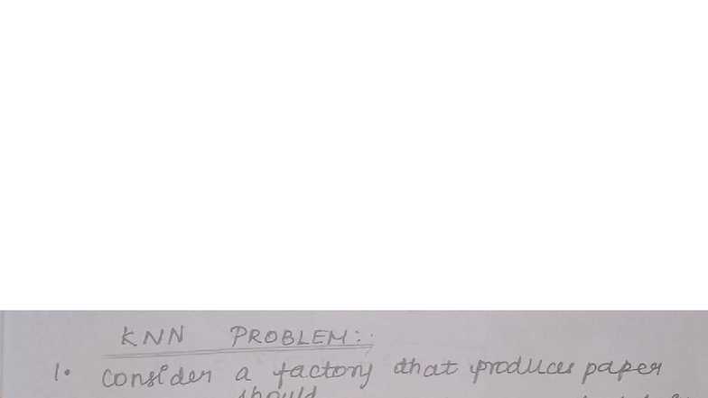 KNN - Paper Tissue Quality Classification Analysis - Studocu