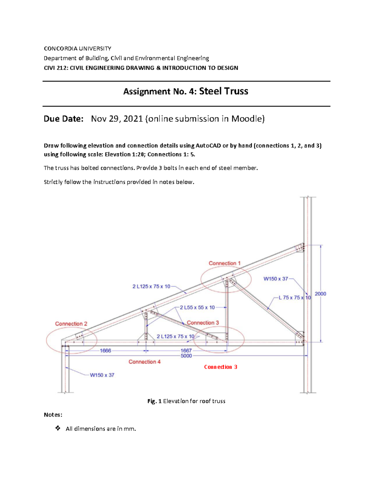 CIVI 212: Assignment 4-3 - Steel Truss Drawing Guidelines - Studocu
