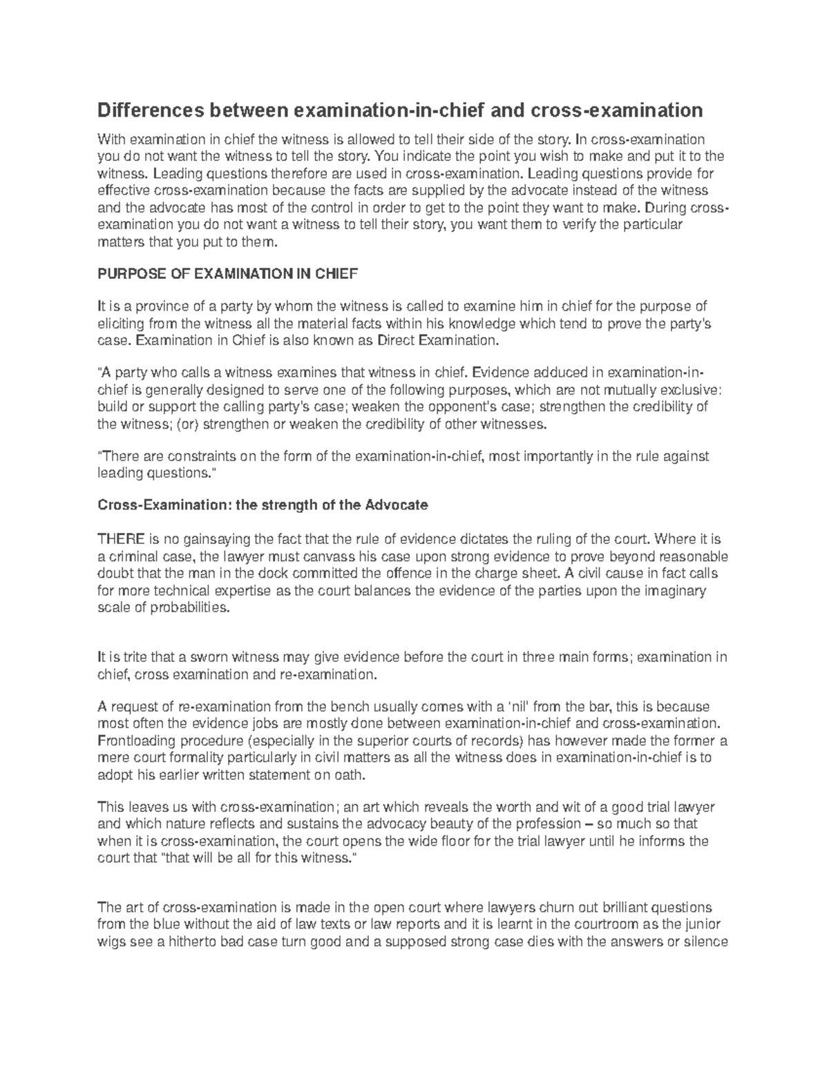 Differences between examination - Differences between examination-in ...