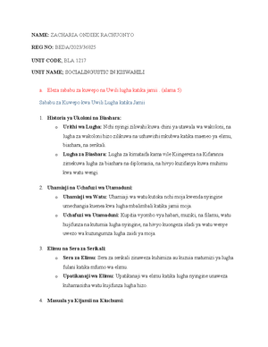 [Solved] a Eleza uhusiano kumi na tano uliopo kati ya lugha na jamii ...