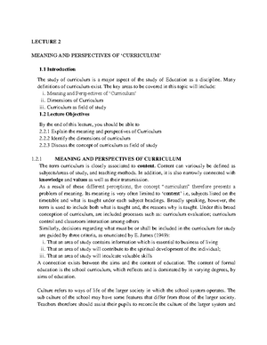 EMP201 Lecture 8 - mksu - LECTURE 8 8 CURRICULUM EVALUATION (1 week) 8 ...