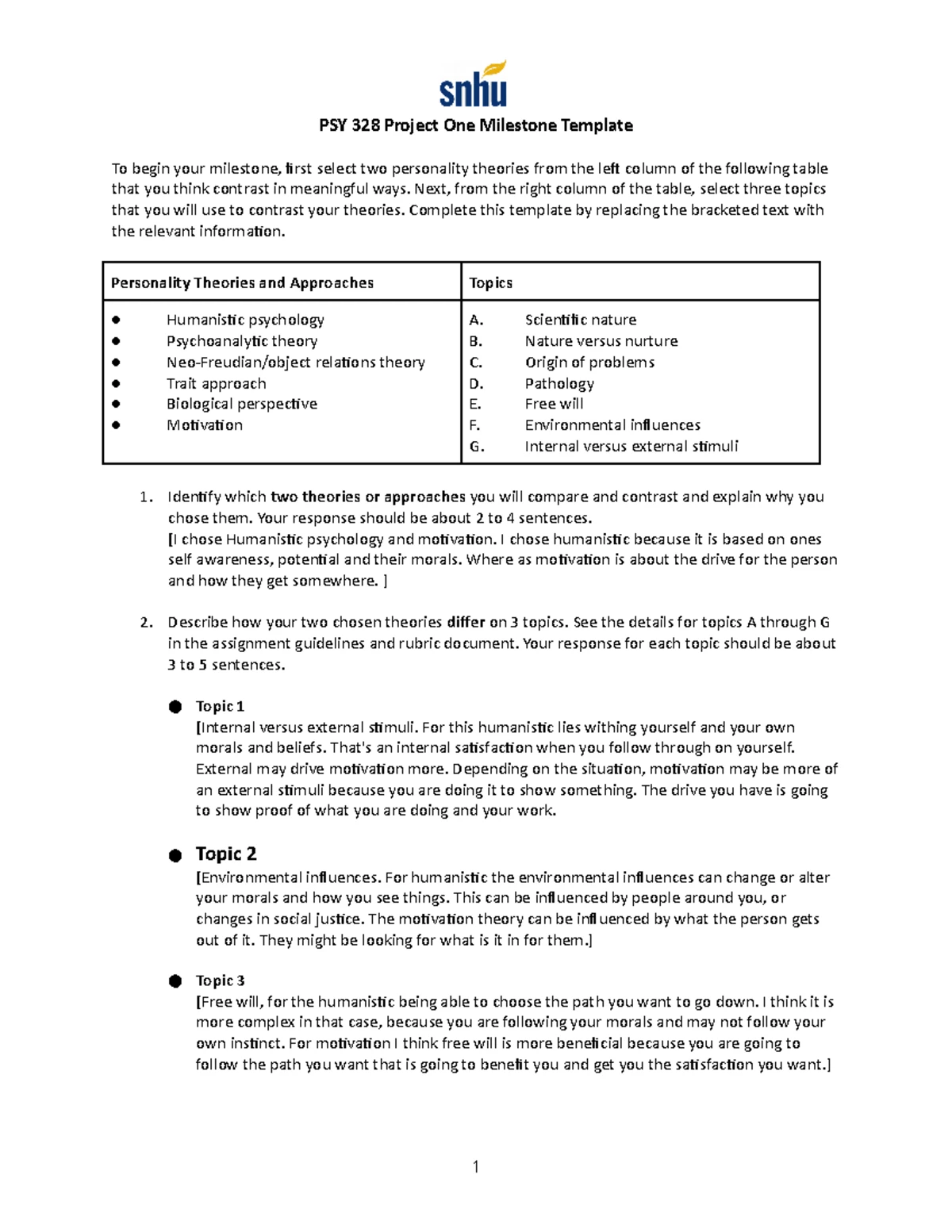 PSY 328 Project Two Template - PSY 328 Project Two Template For this ...