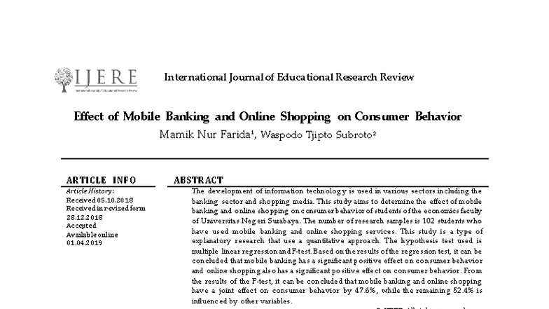 IJERE: Impact of Mobile Banking & Online Shopping on Consumer Behavior ...